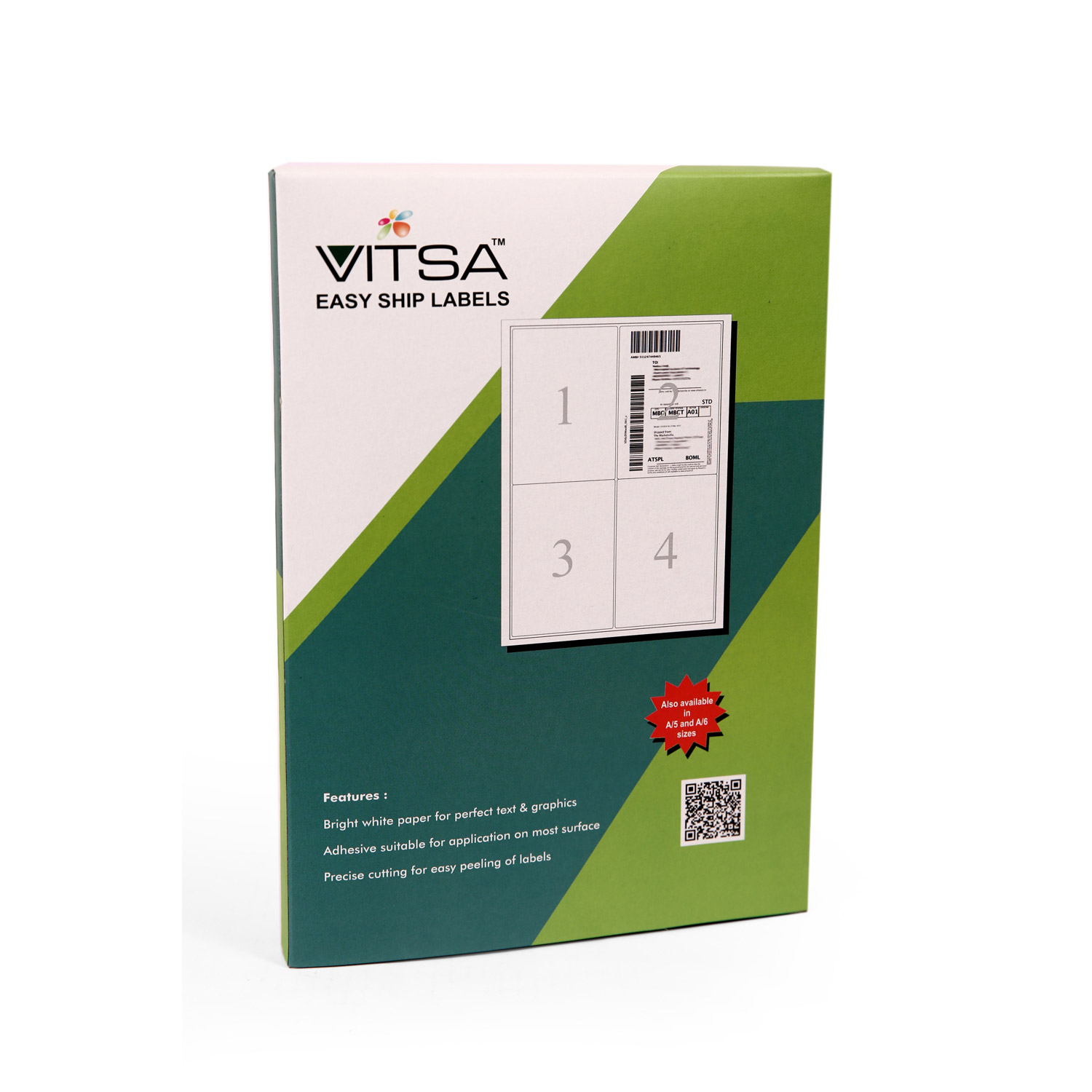 VItsa Easy Ship Label Sticky Labels - Pack of 100 Sheets (A4 Size ...