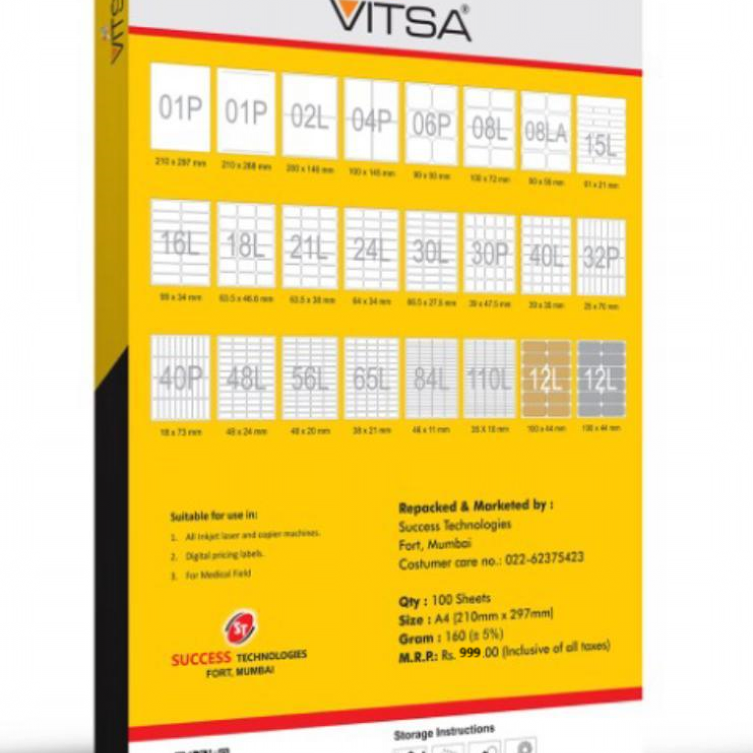 VITSA A4 SIZE MULTIFUNCATIONAL SELF ADHESIVE LABELS / STICKER FOR USE ...