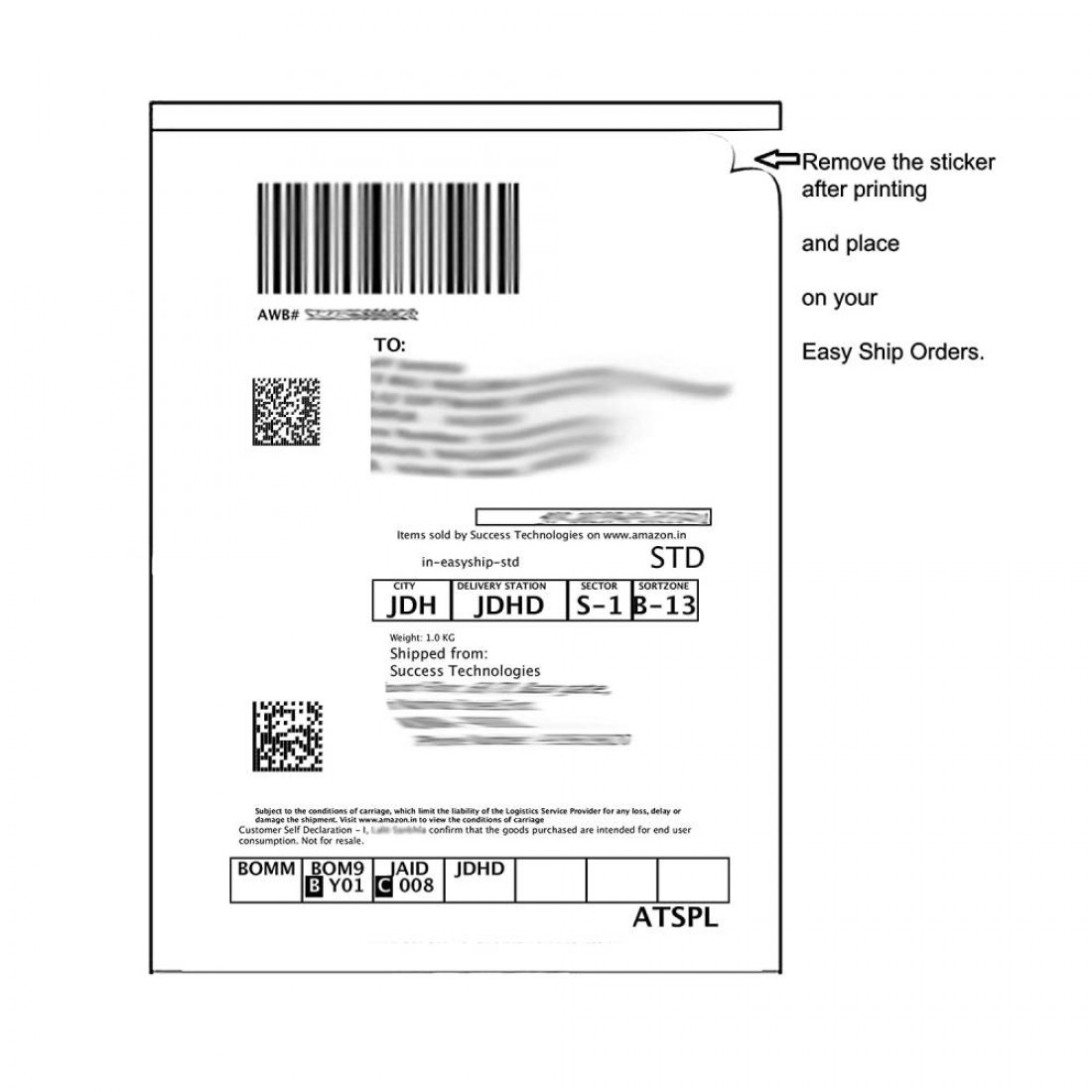 Vitsa Easy Ship Label Sticky Labels - Pack of 250 Sheets (A6 Size)