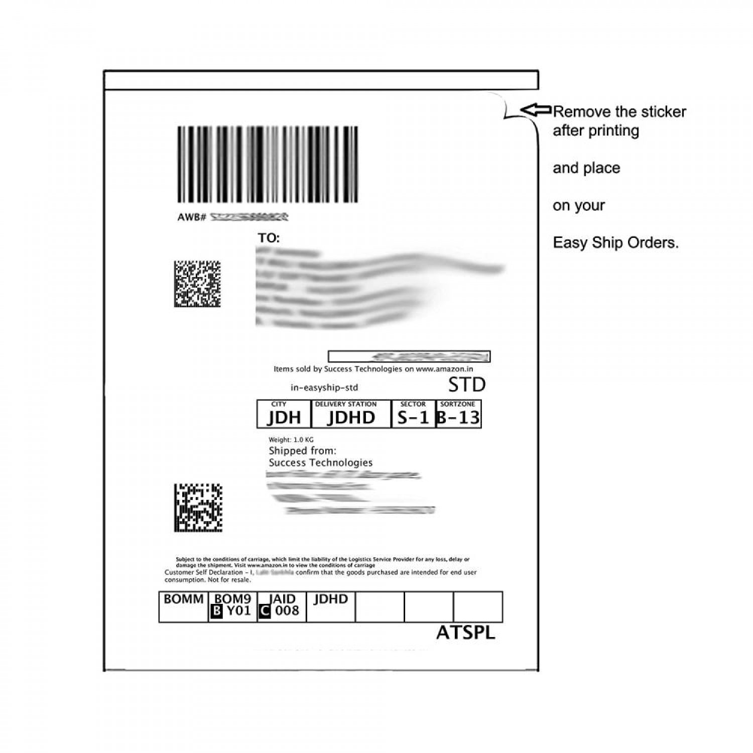 Vitsa Easy Ship Label Sticky Labels - Pack of 250 Sheets (A5 Size)